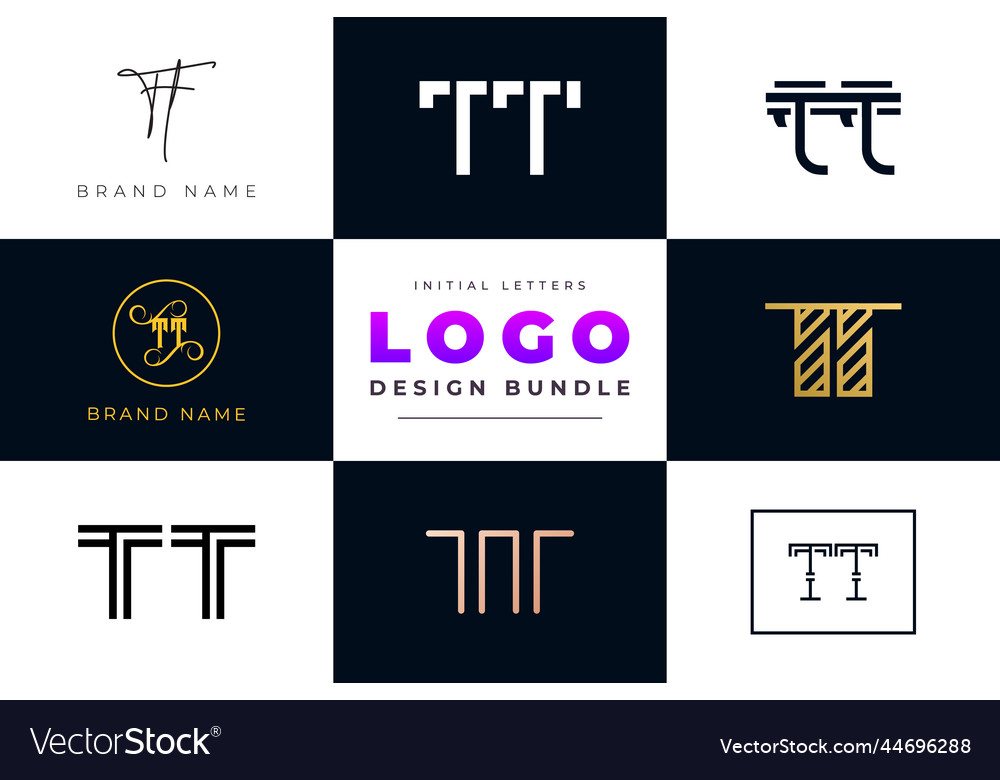 Initial letters tt logo design bundle Royalty Free Vector