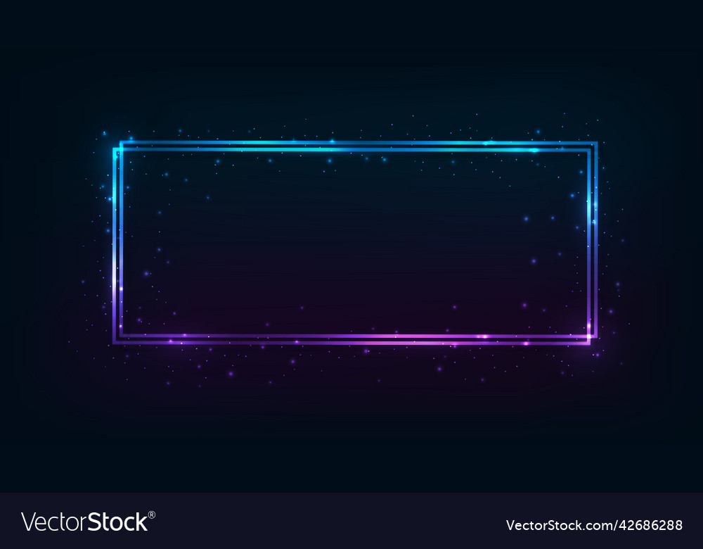Neon double rectangular frame Royalty Free Vector Image