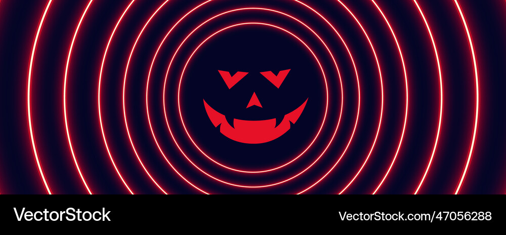 Neon style halloween banner with ghost face Vector Image
