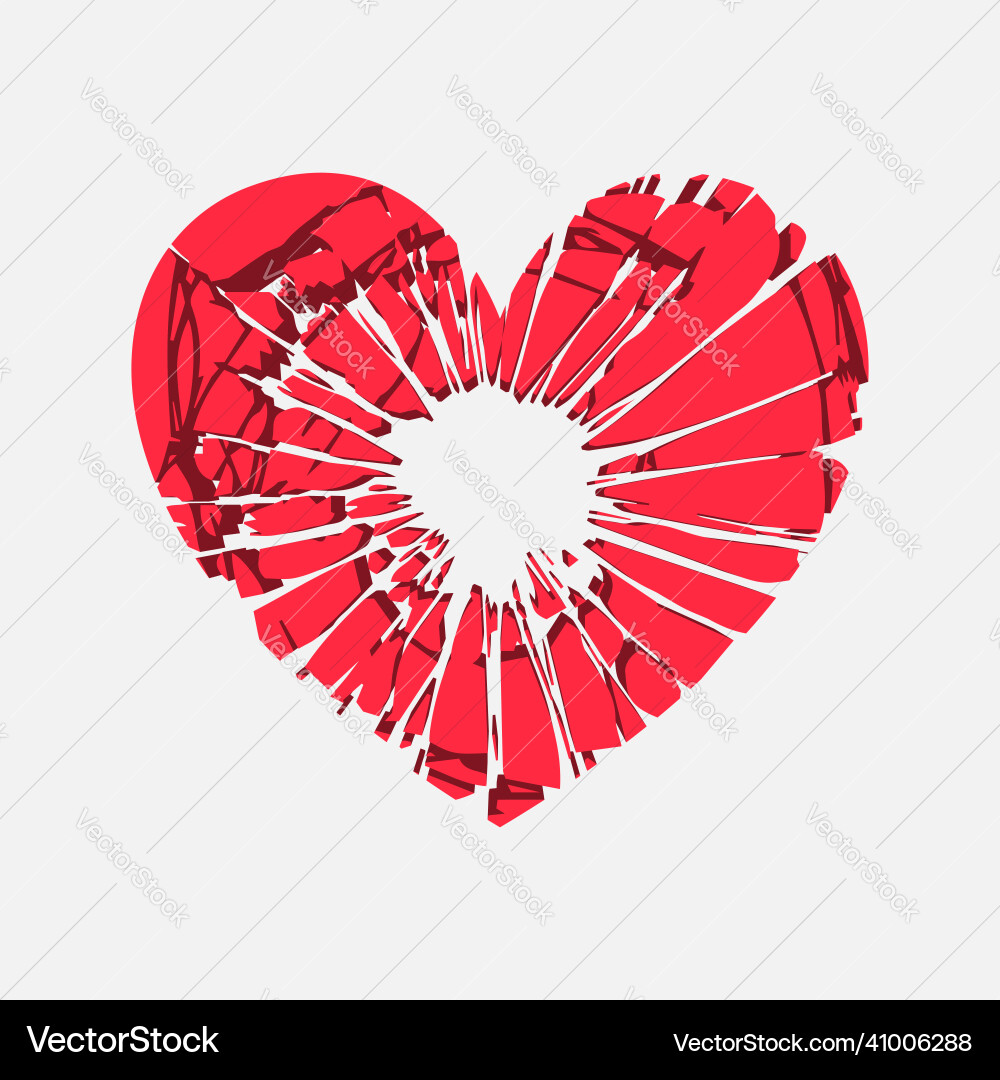 Red broken heart sign valentines day template Vector Image