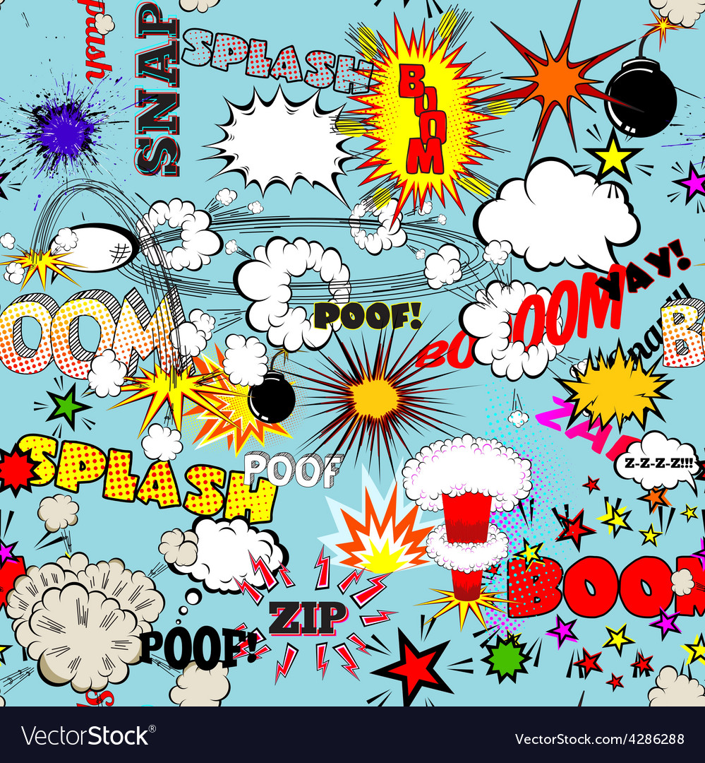 Retro seamless pattern with comic Royalty Free Vector Image