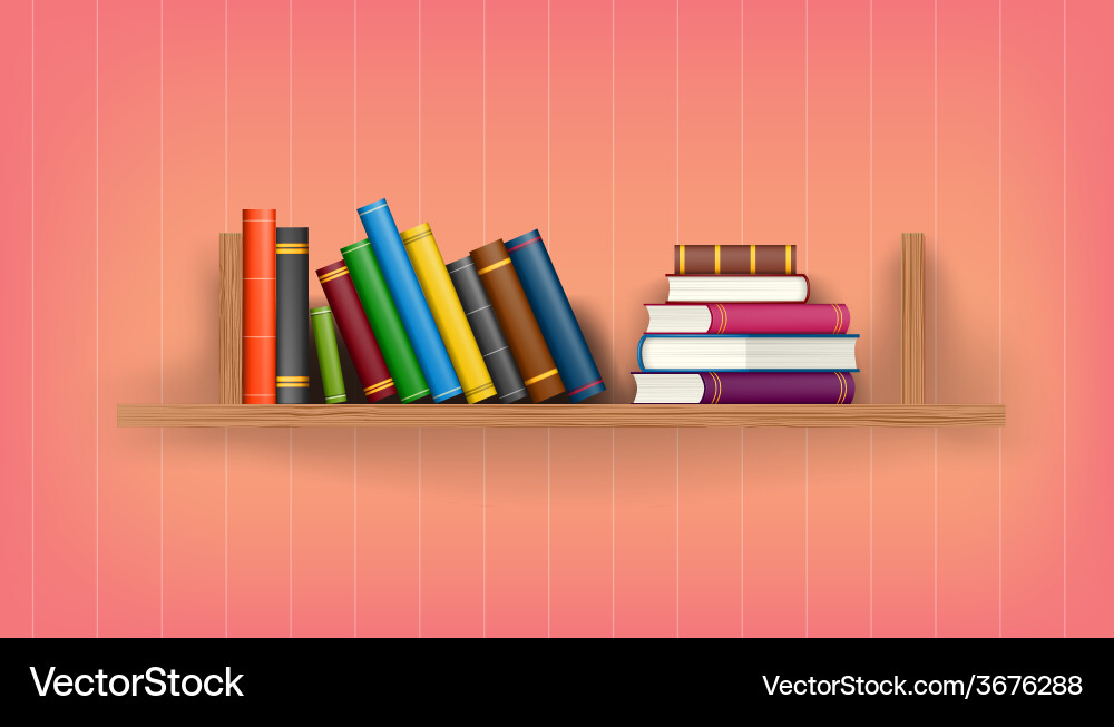 Row and stack of colorful books Royalty Free Vector Image