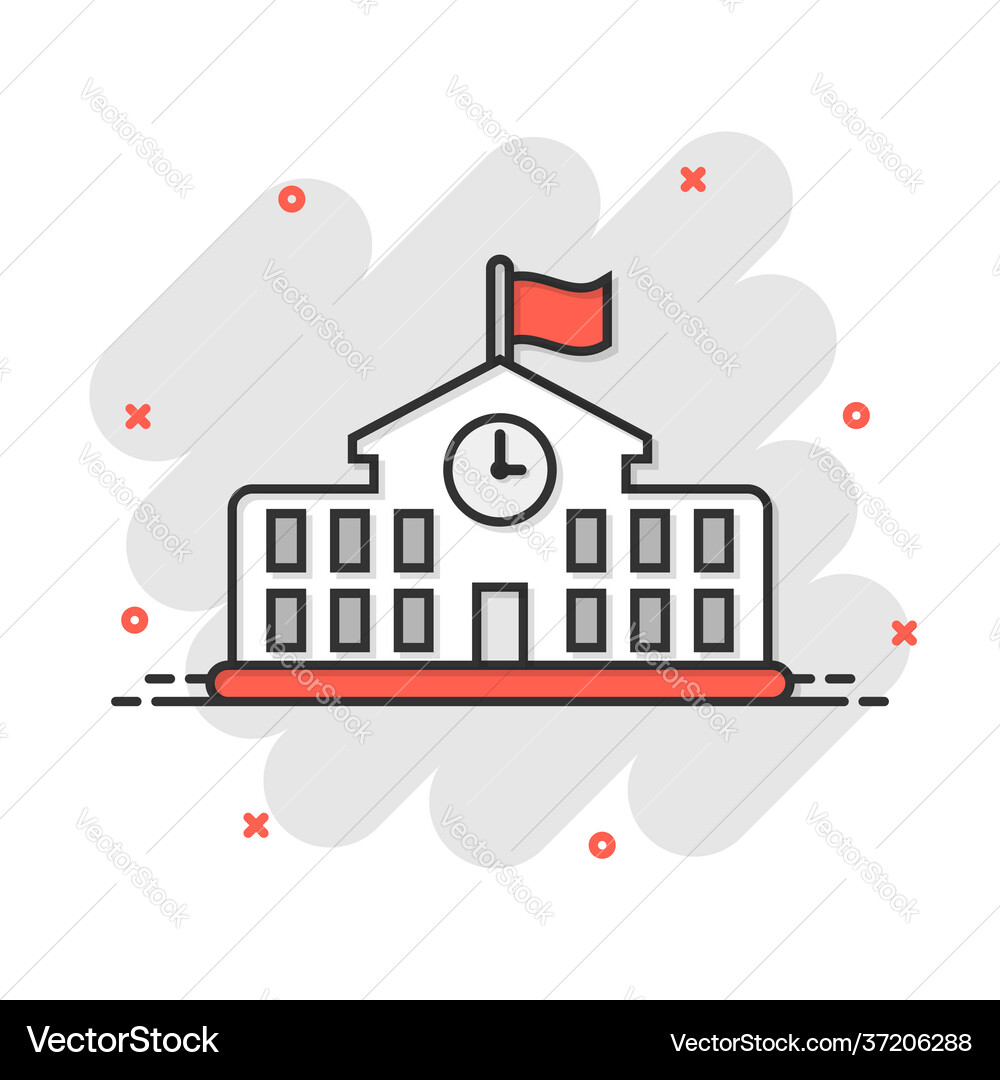 School building icon in comic style college Vector Image