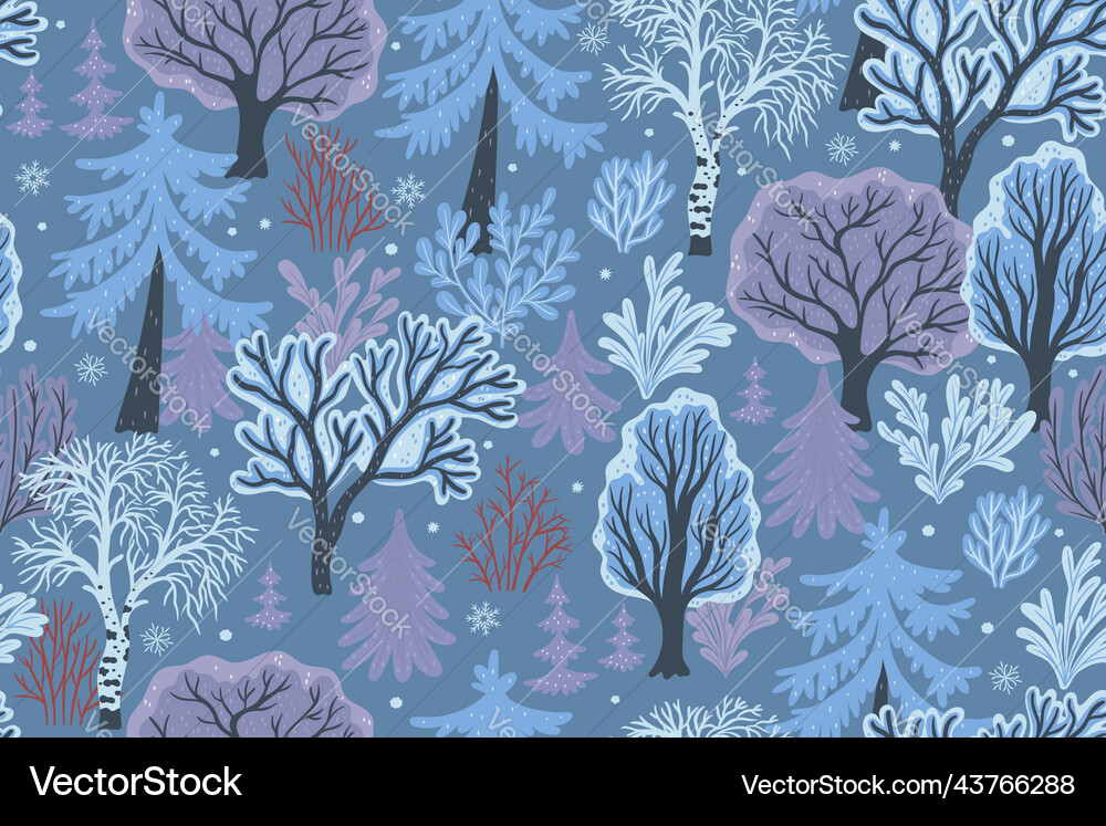 Seamless pattern of winter snowy forest Royalty Free Vector