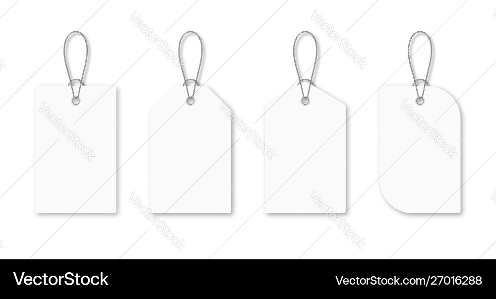Set blank white tags with rope white shopping Vector Image