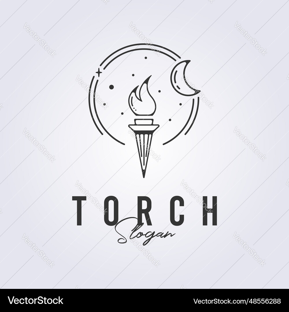 Simple torch fire logo line art symbol icon Vector Image