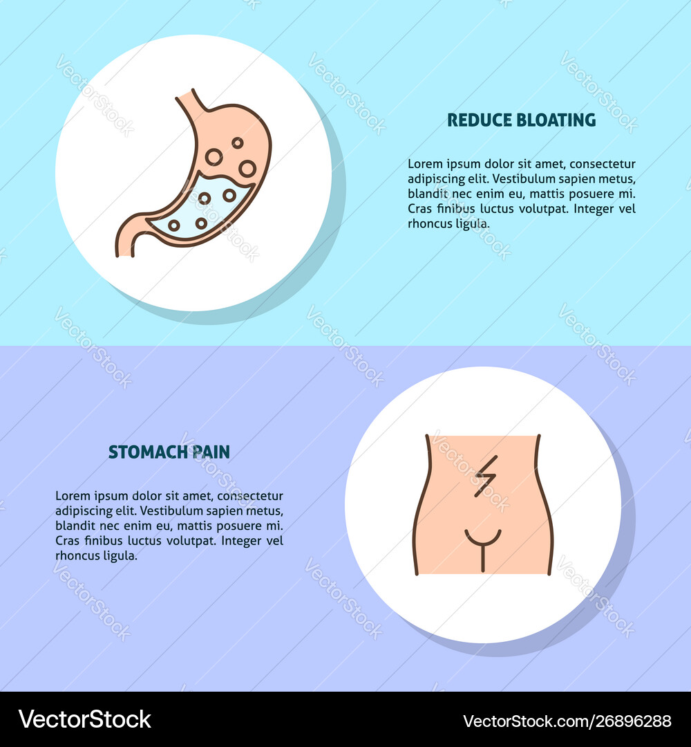 Stomach upset concept flyer templates in line Vector Image