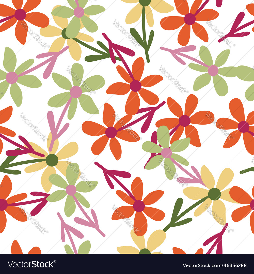Stylized tropical simple flower seamless pattern Vector Image