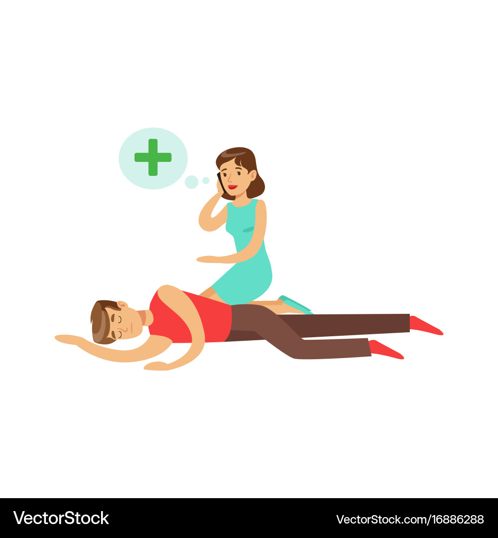 Woman calling by mobile for help to young Vector Image