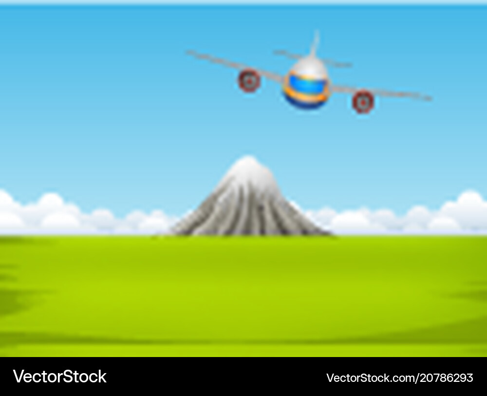 A commercial plane flying over mountain Royalty Free Vector