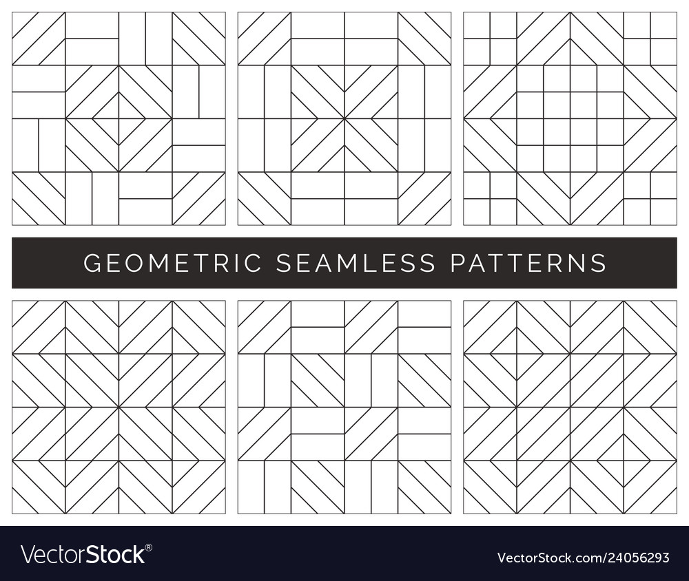 Abstract geometric seamless patterns Royalty Free Vector