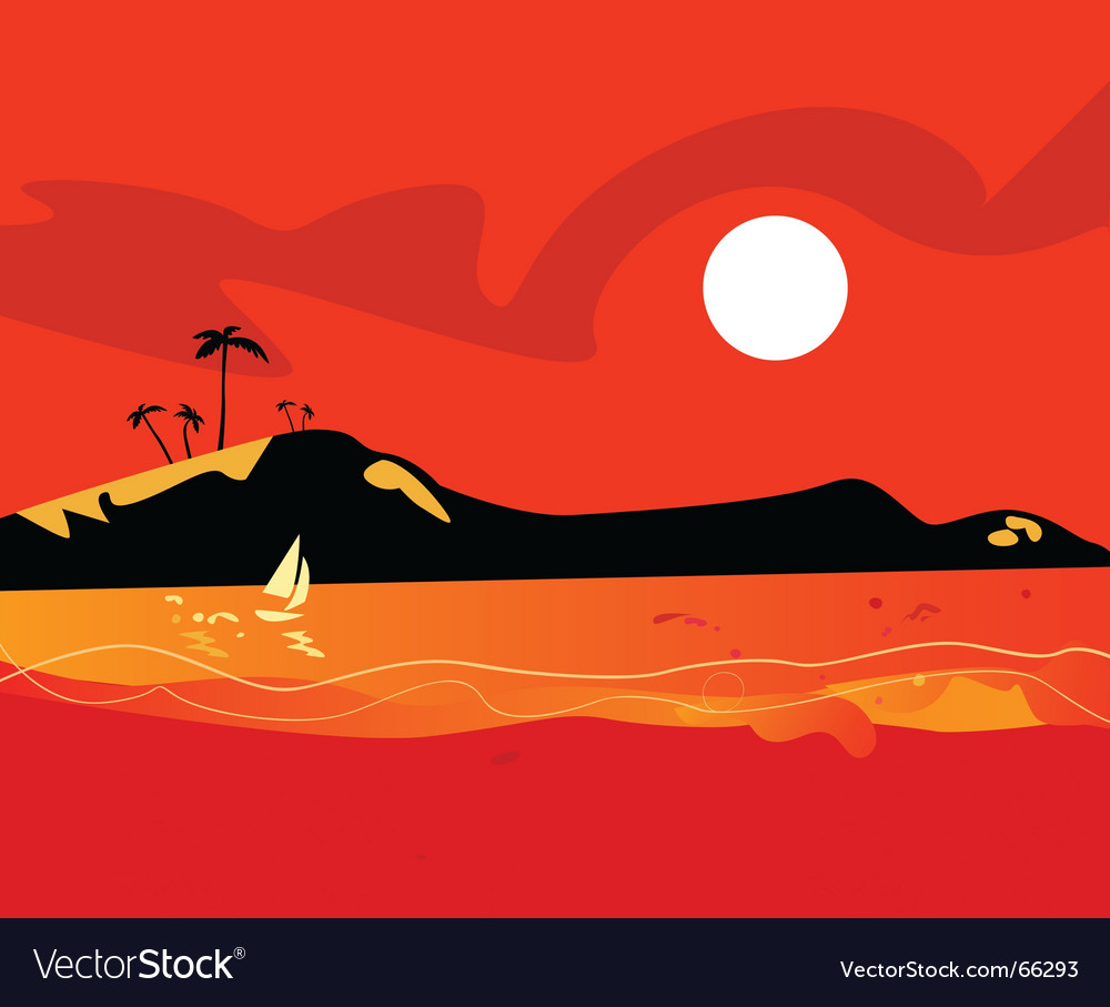 Beach sunset Royalty Free Vector Image - VectorStock