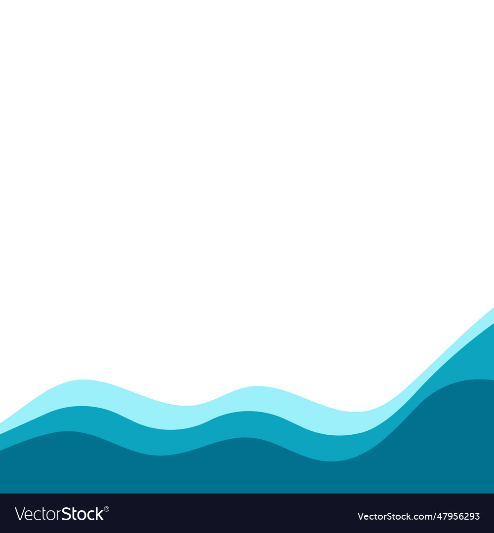 Corner frame water design elements isolate waves Vector Image