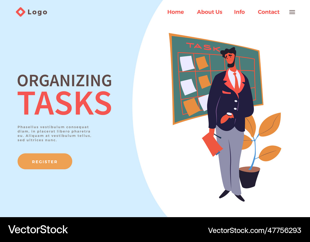 Executive businessman standing near board Vector Image