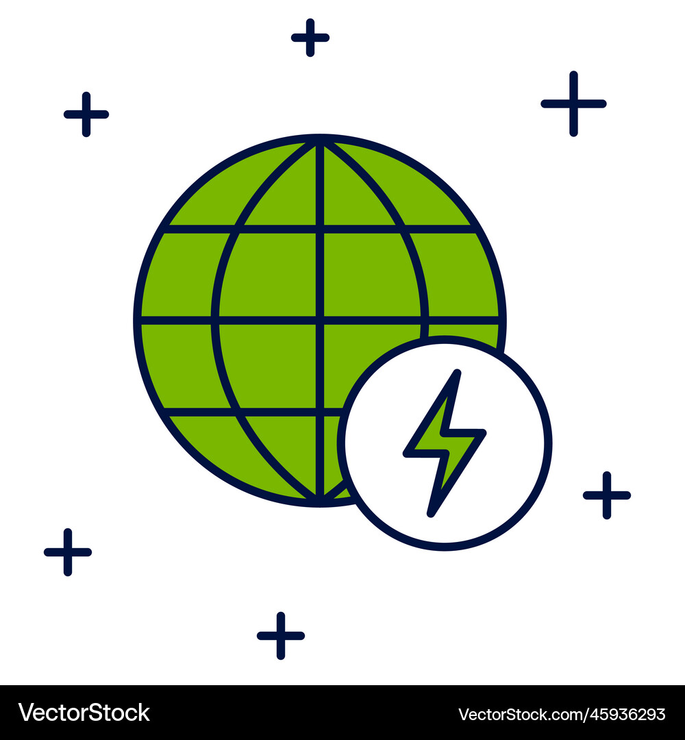 Filled outline global energy power planet Vector Image