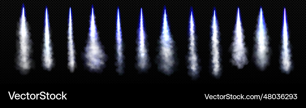 Fire trail with smoke of rocket spaceship launch Vector Image