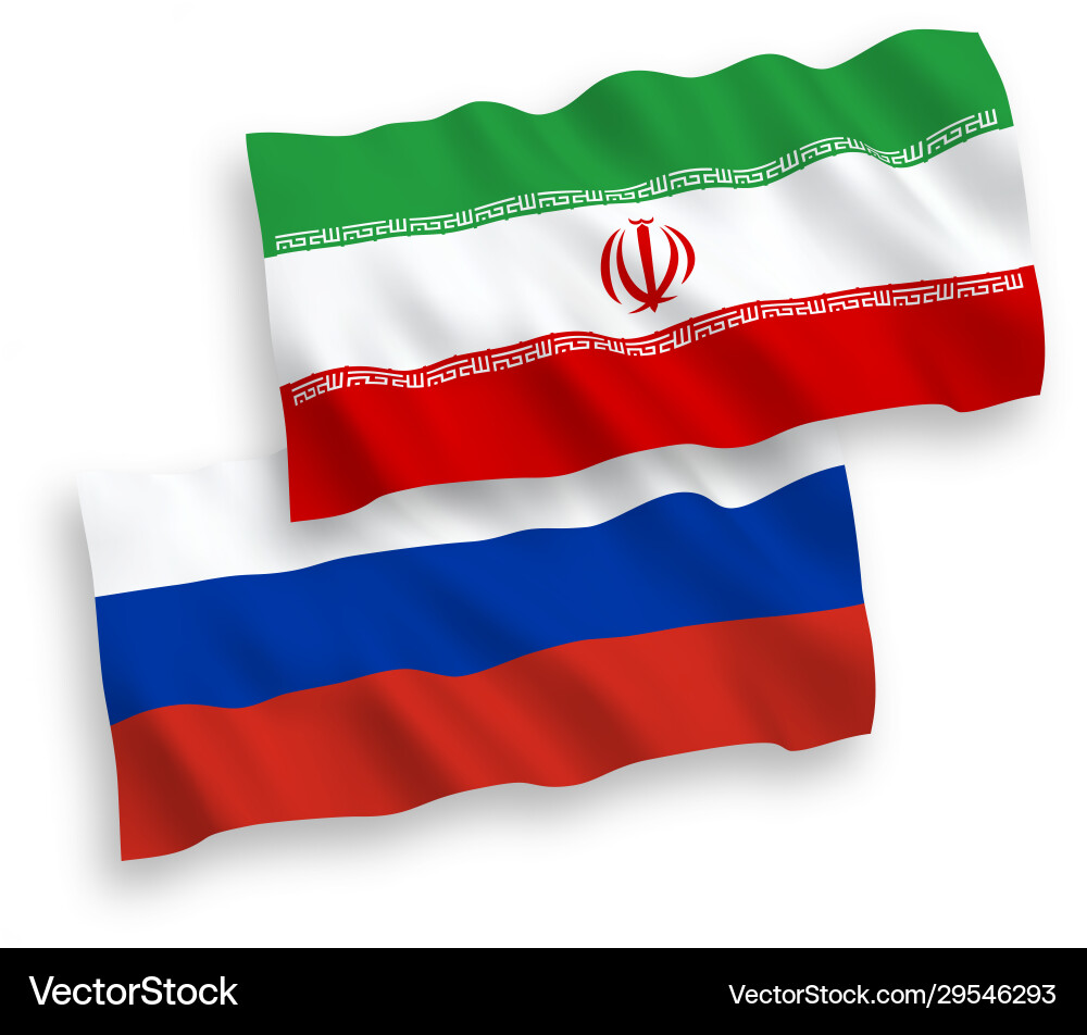 Flags iran and russia on a white background Vector Image