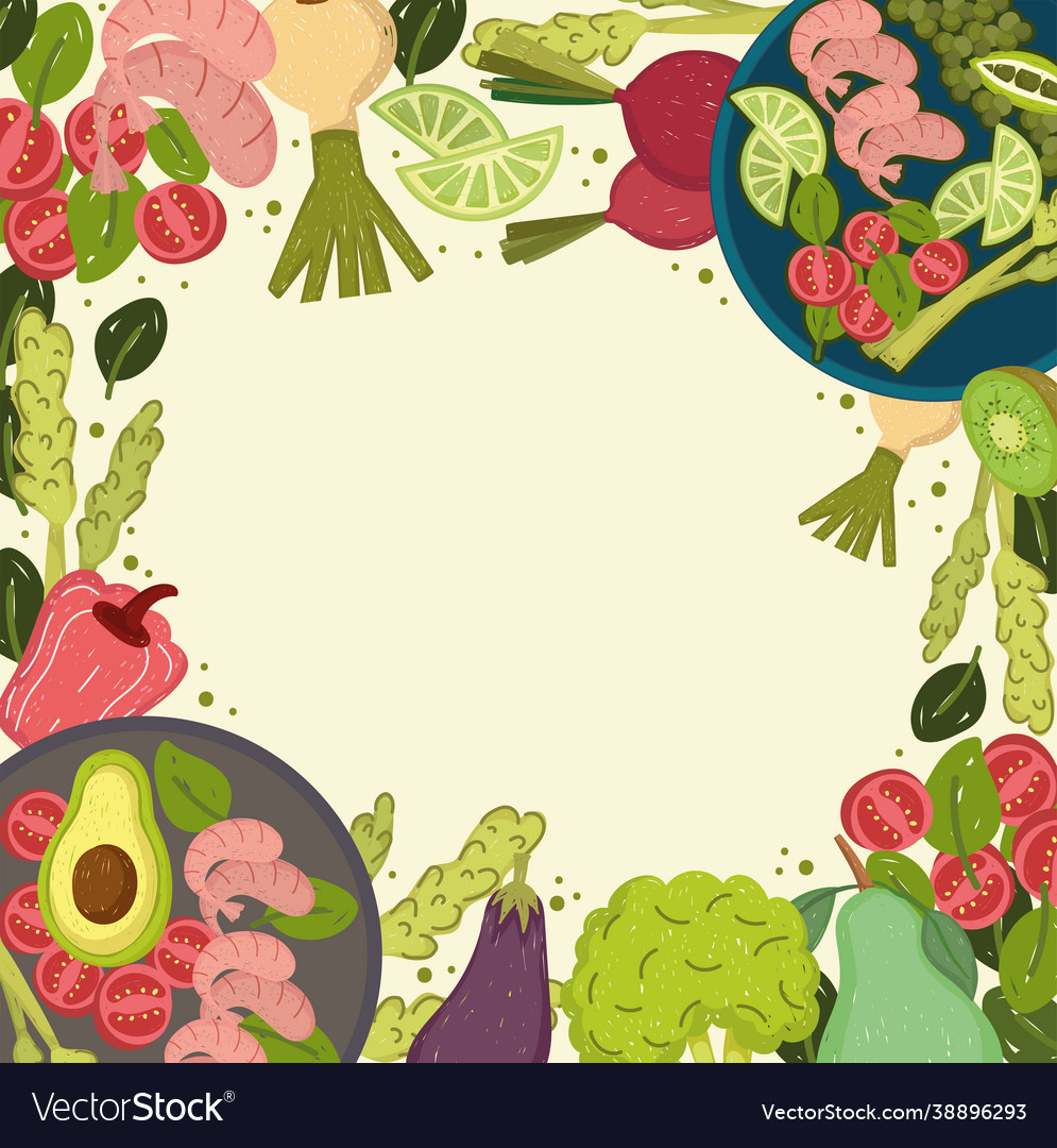 Fresh healthy food Royalty Free Vector Image - VectorStock