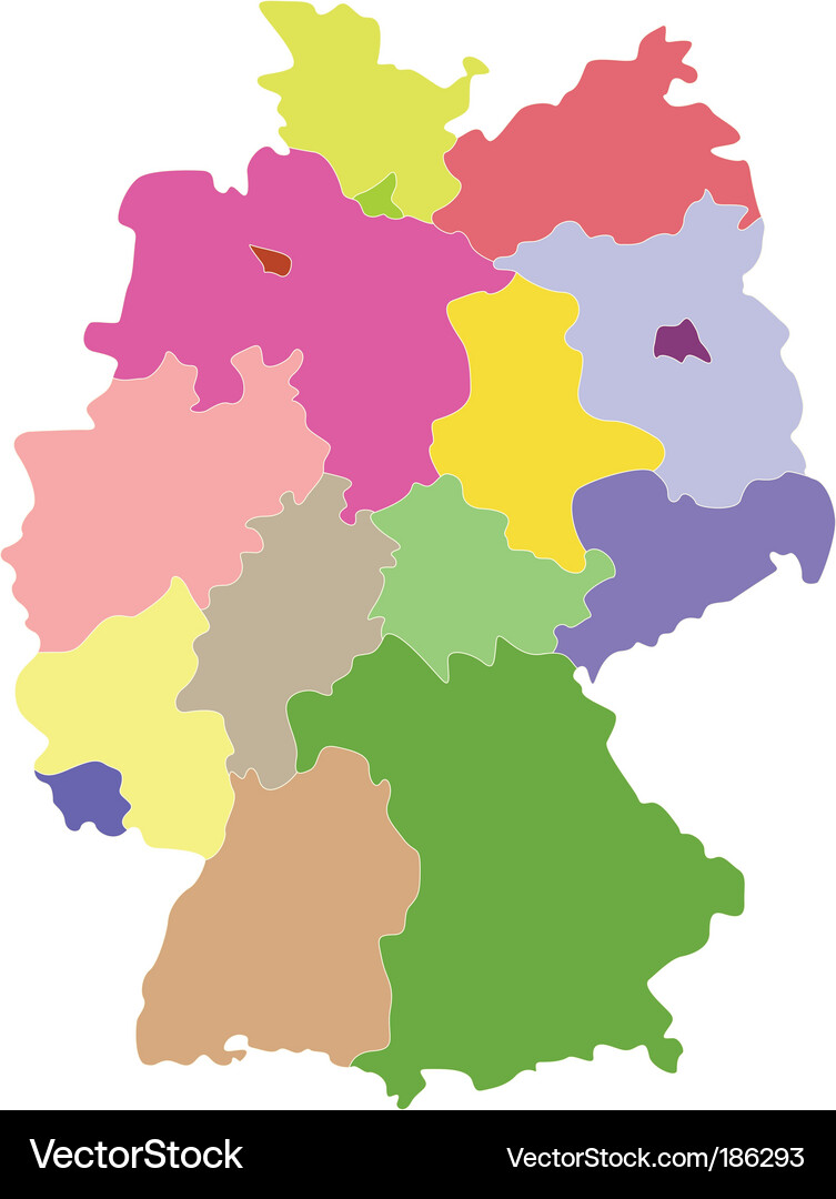 Germany Map - State Outline Royalty Free Vector Image