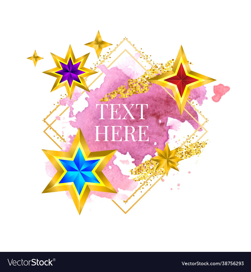 Gold frame paint hand painted brush stroke Vector Image