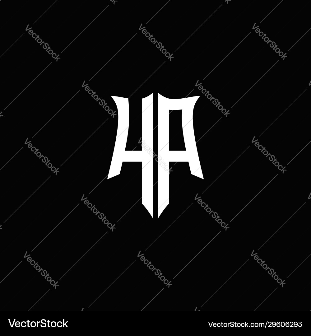 Ha monogram letter logo ribbon with shield style Vector Image