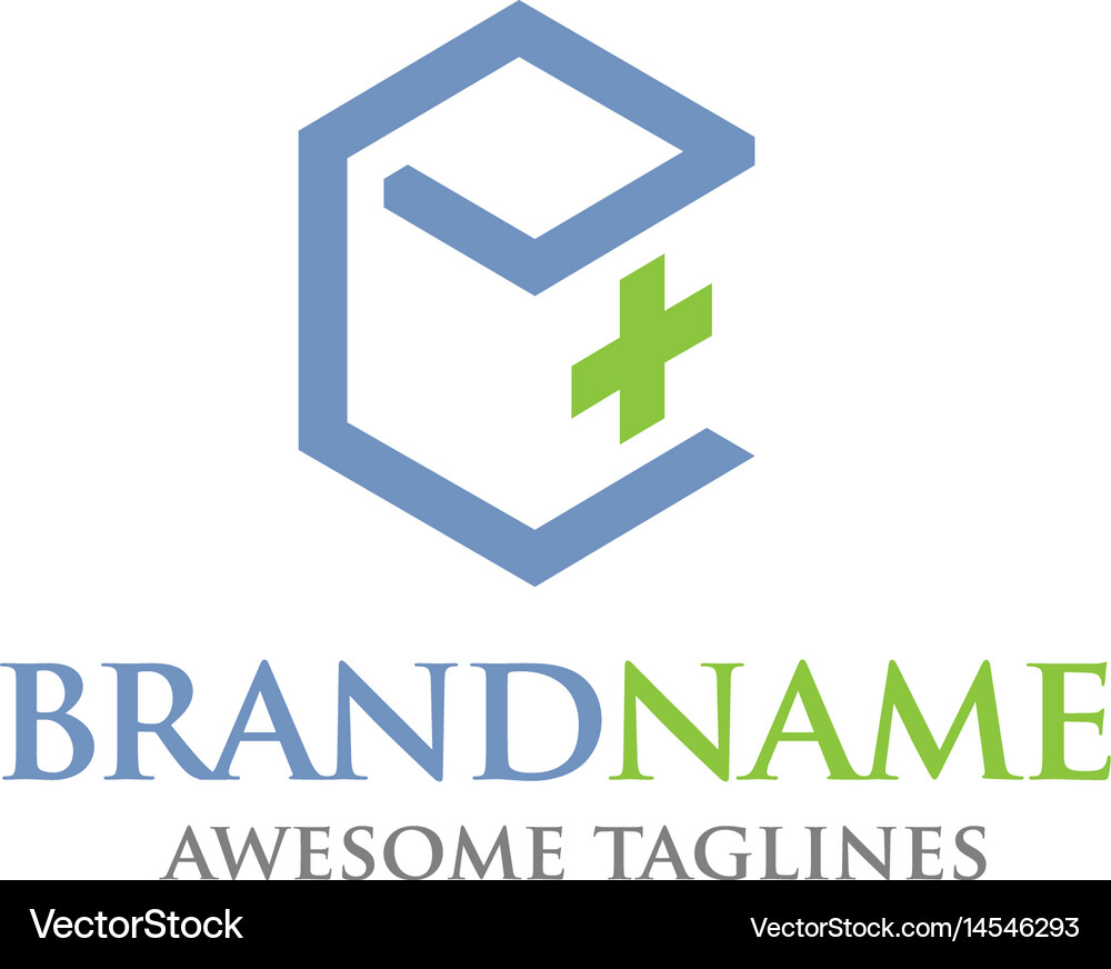 Health cross 3d square box concept Royalty Free Vector Image