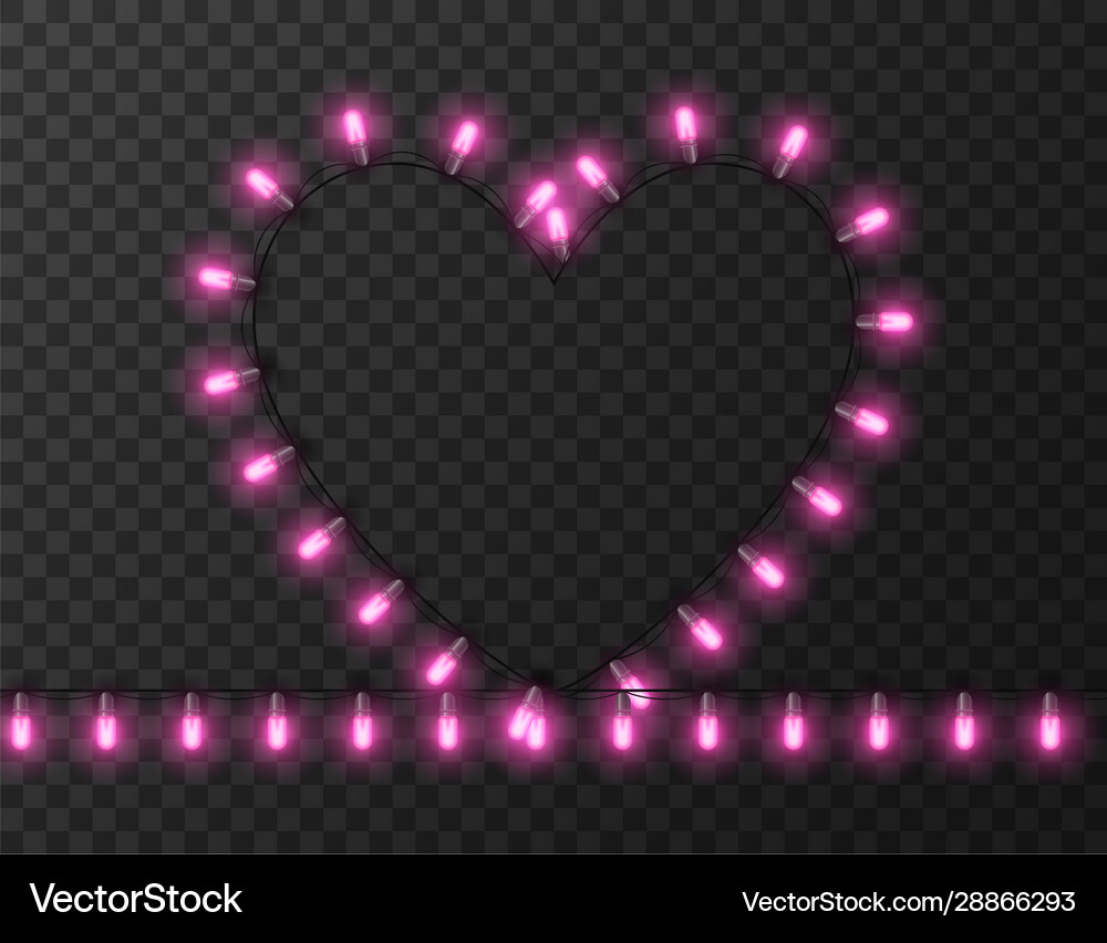 Heart shaped lights isolated on transparent Vector Image