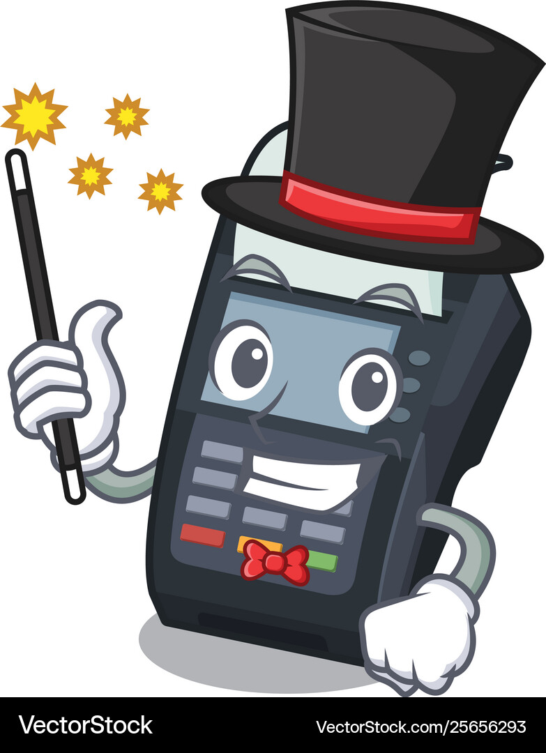 Magician edc machine on character cardboard Vector Image