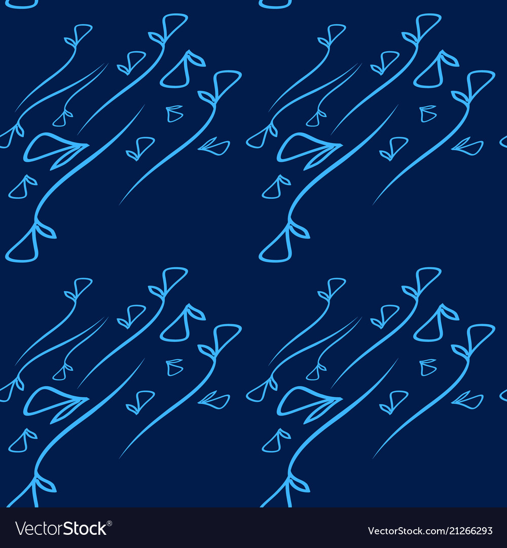 Pattern from plant blue elements Royalty Free Vector Image