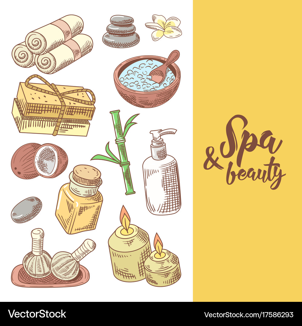Spa wellness beauty hand drawn design Royalty Free Vector