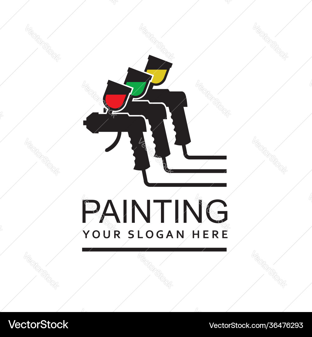 Spray gun painting emblem Royalty Free Vector Image