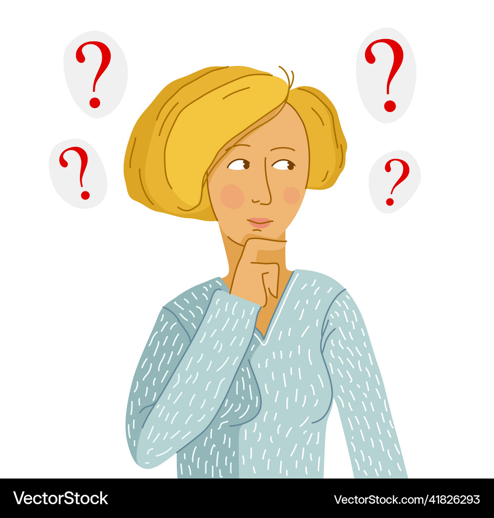 Young woman thinking about question isolated Vector Image