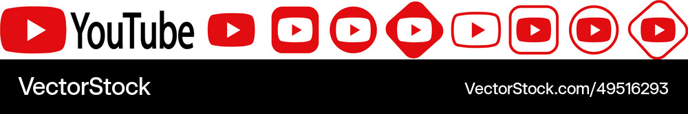 Youtube logo icon set is a video sharing Vector Image