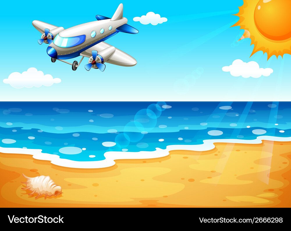 An airplane at the beach Royalty Free Vector Image
