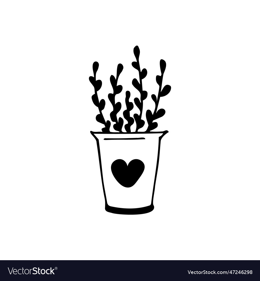 Clipart potted plant in doodle style Royalty Free Vector