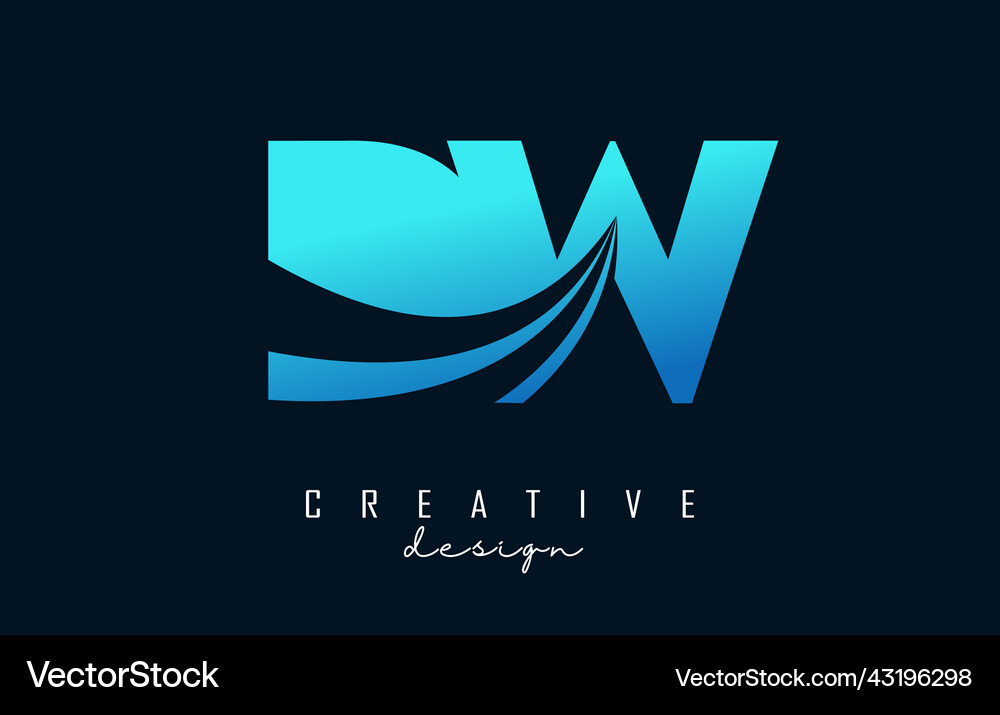 Creative blue letters dw d w logo with leading Vector Image