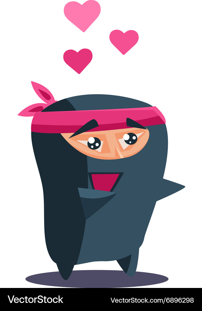 Cute emotional ninja in love Royalty Free Vector Image