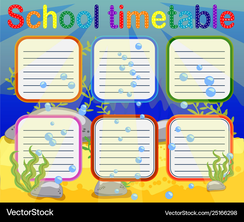 Design school timetable for kids bright Royalty Free Vector