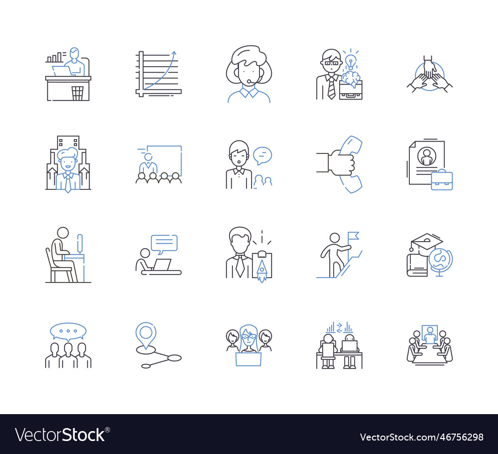 Empoyee work outline icons collection employee Vector Image