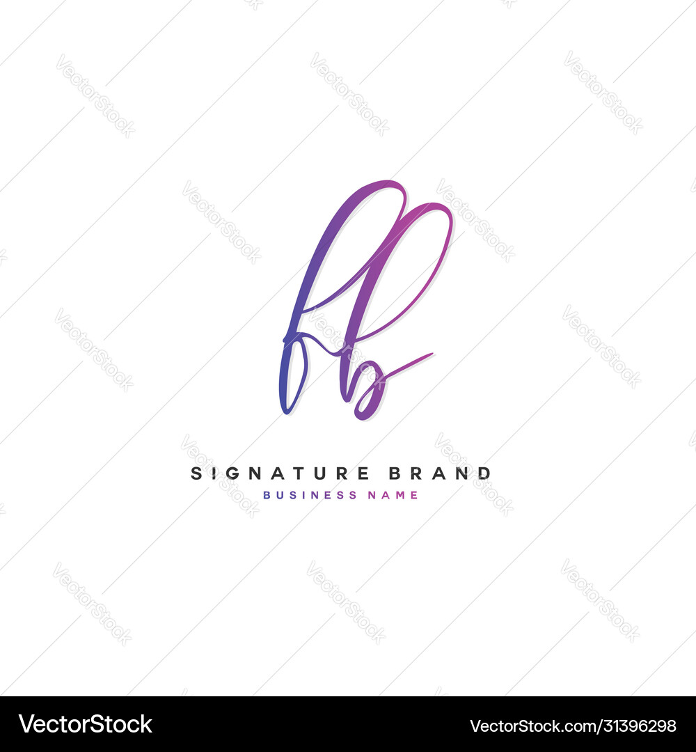 F b fb initial letter handwriting and signature Vector Image