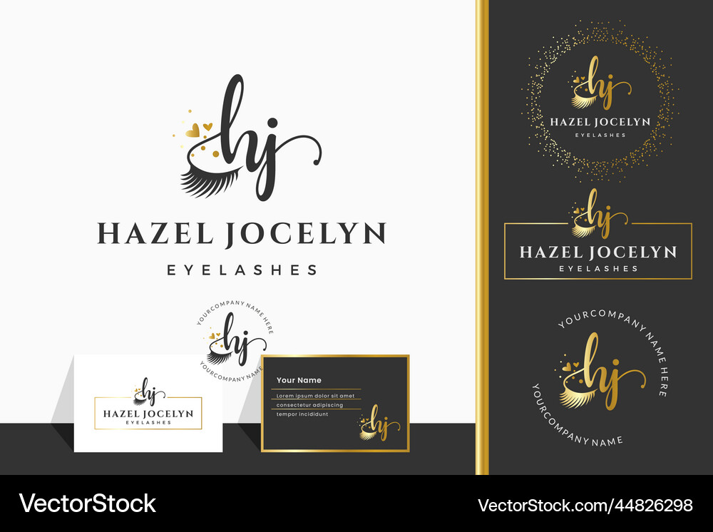 Initial letter hj h lash eyebrow lashes eyelash Vector Image