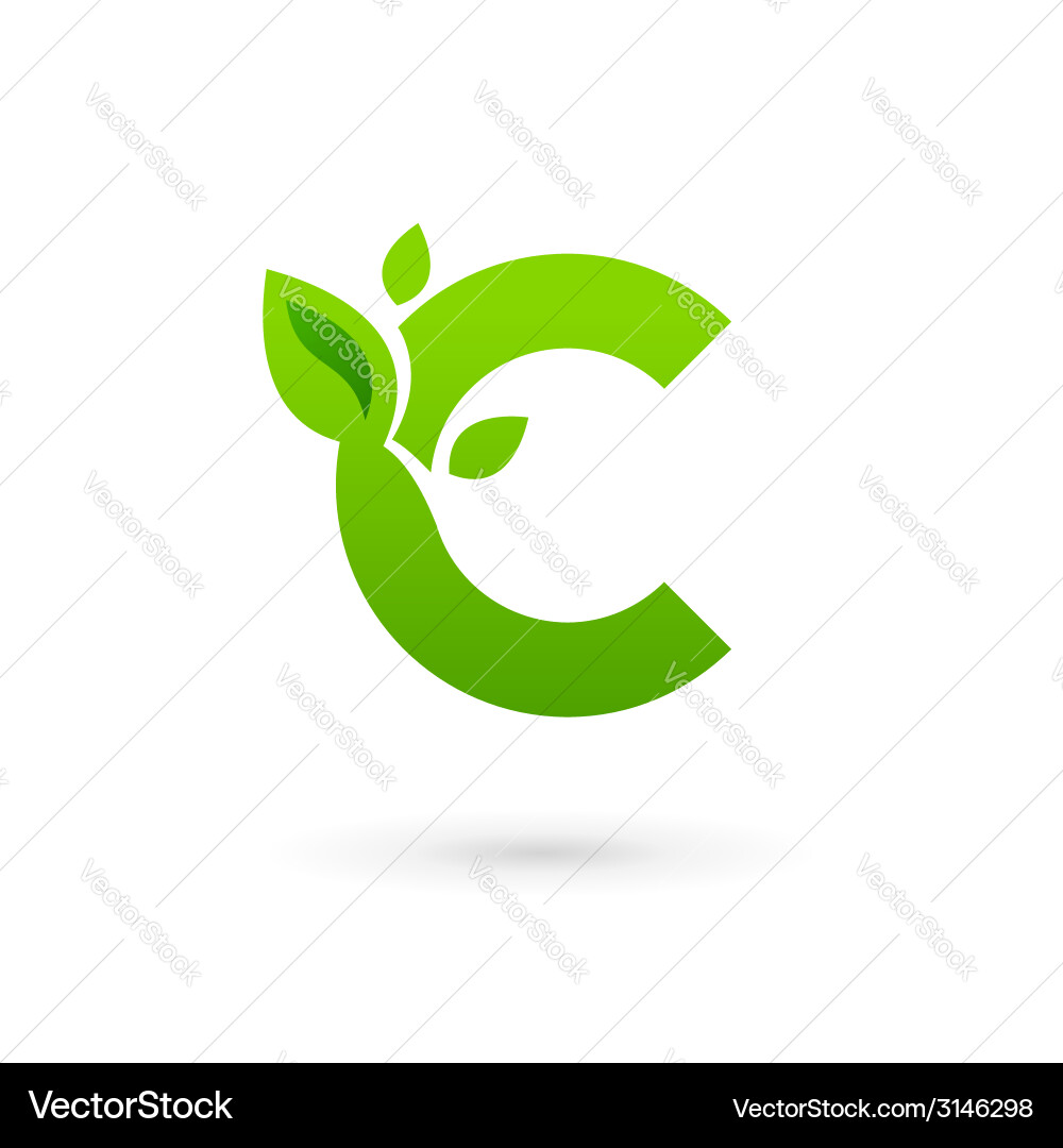 Letter C eco leaves logo icon design template Vector Image