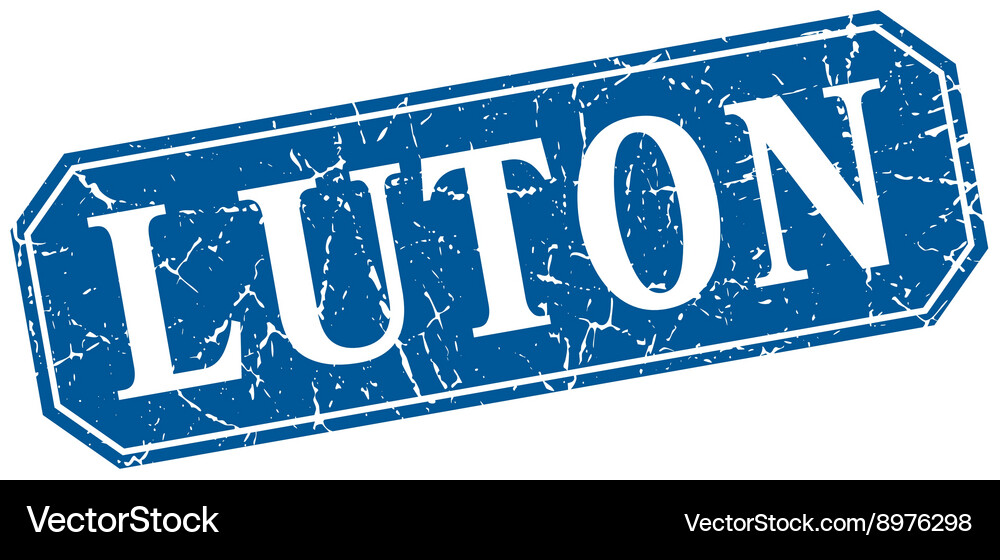 Luton blue square grunge retro style sign Vector Image