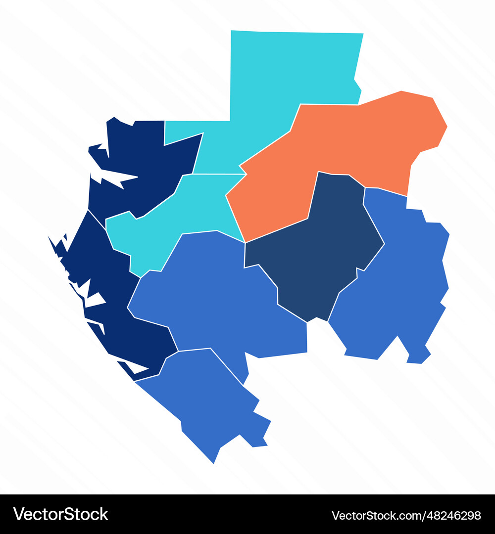 Multicolor map of gabon with provinces Royalty Free Vector
