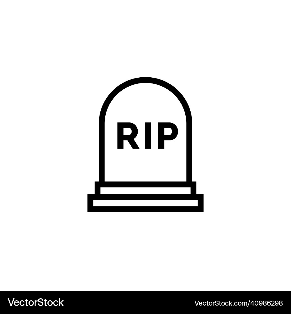 Rip grave line icon tombstone gravestone Vector Image