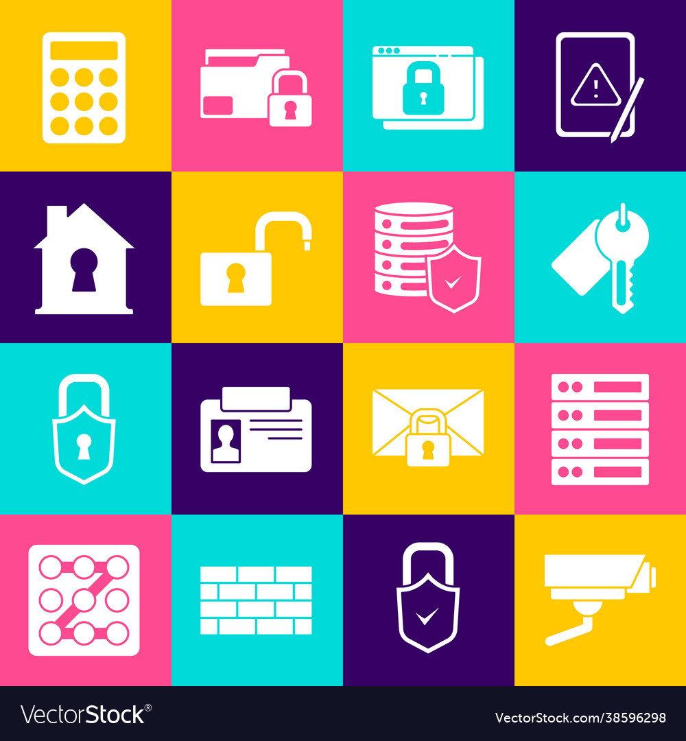 Set Security Camera Server Data Web Hosting Vector Image 9009