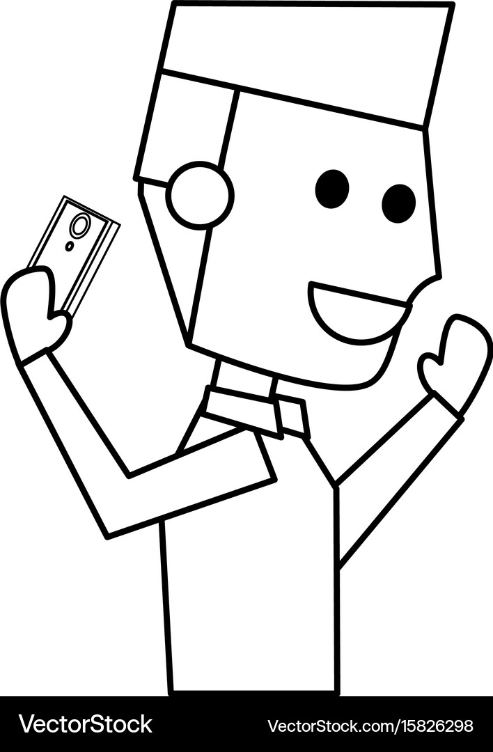 Young man with smartphone cartoon Royalty Free Vector Image