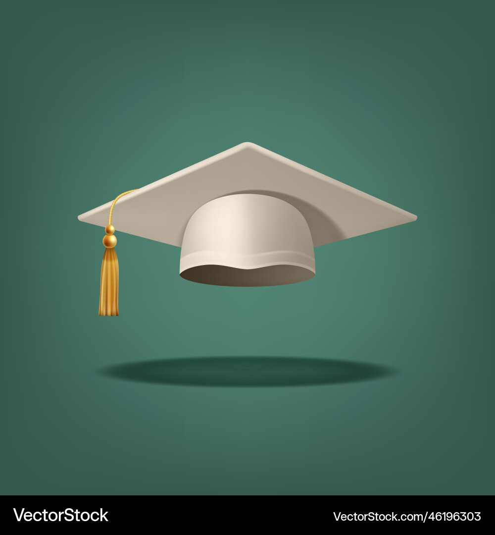 3d realistic white graduate college high Vector Image