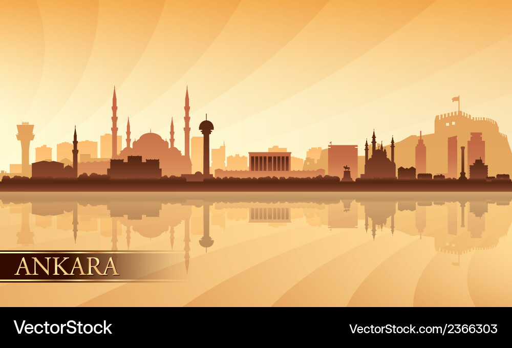 Ankara city skyline silhouette background Vector Image