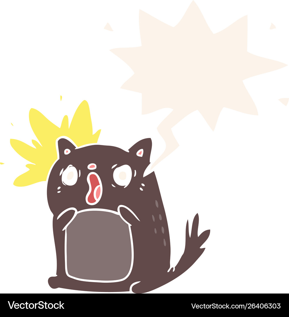 Cartoon shocked cat amazed and speech bubble Vector Image